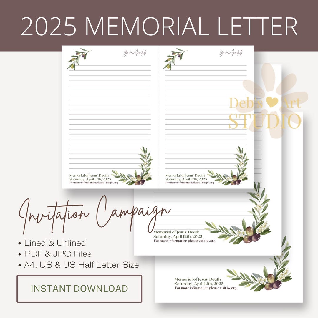 Memorial Invitation Letterhead: Olive Branch Design (PDF Printable ...