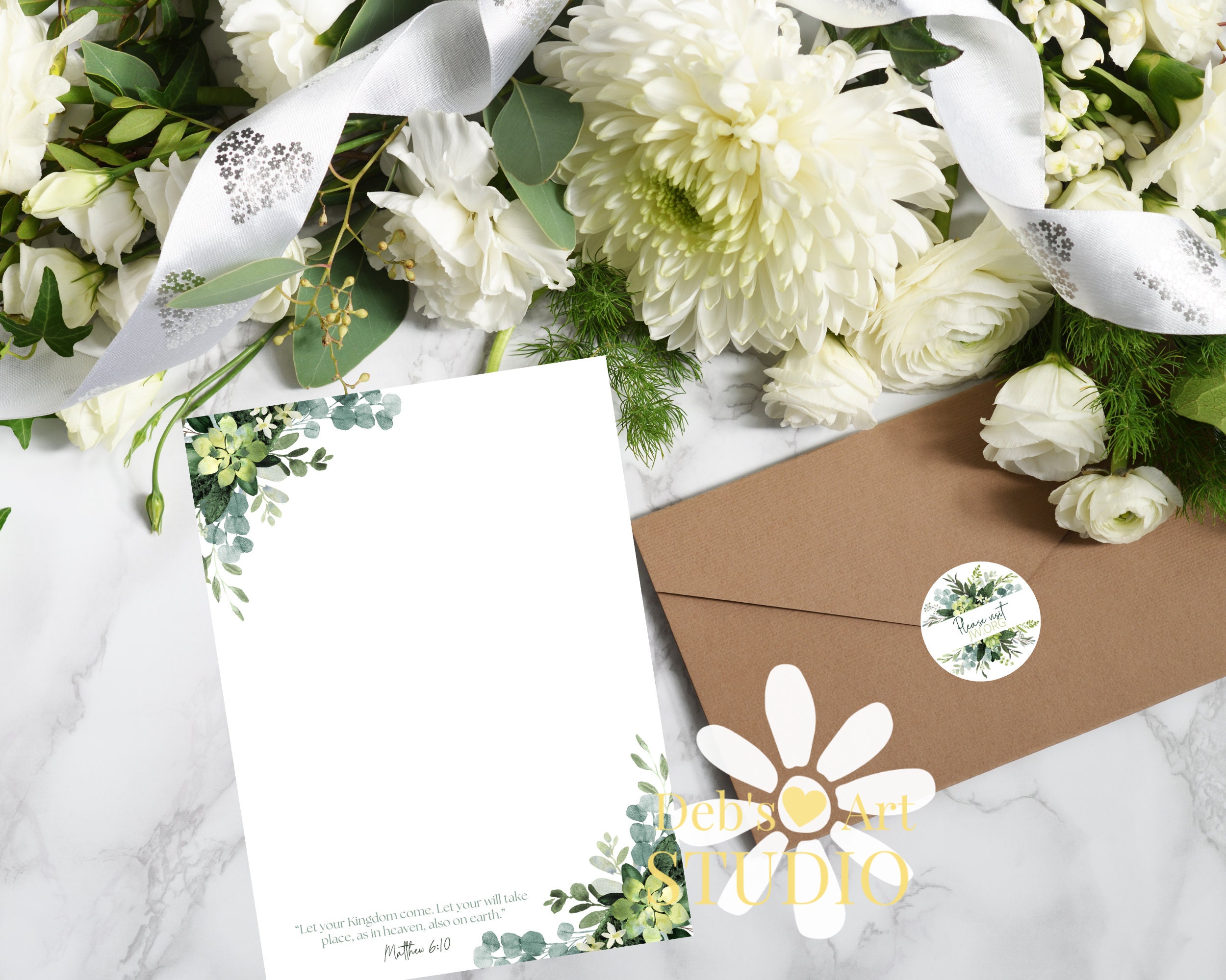 Matthew 6:10 Letter Writing Paper | Green Leaves (PDF) - Etsy
