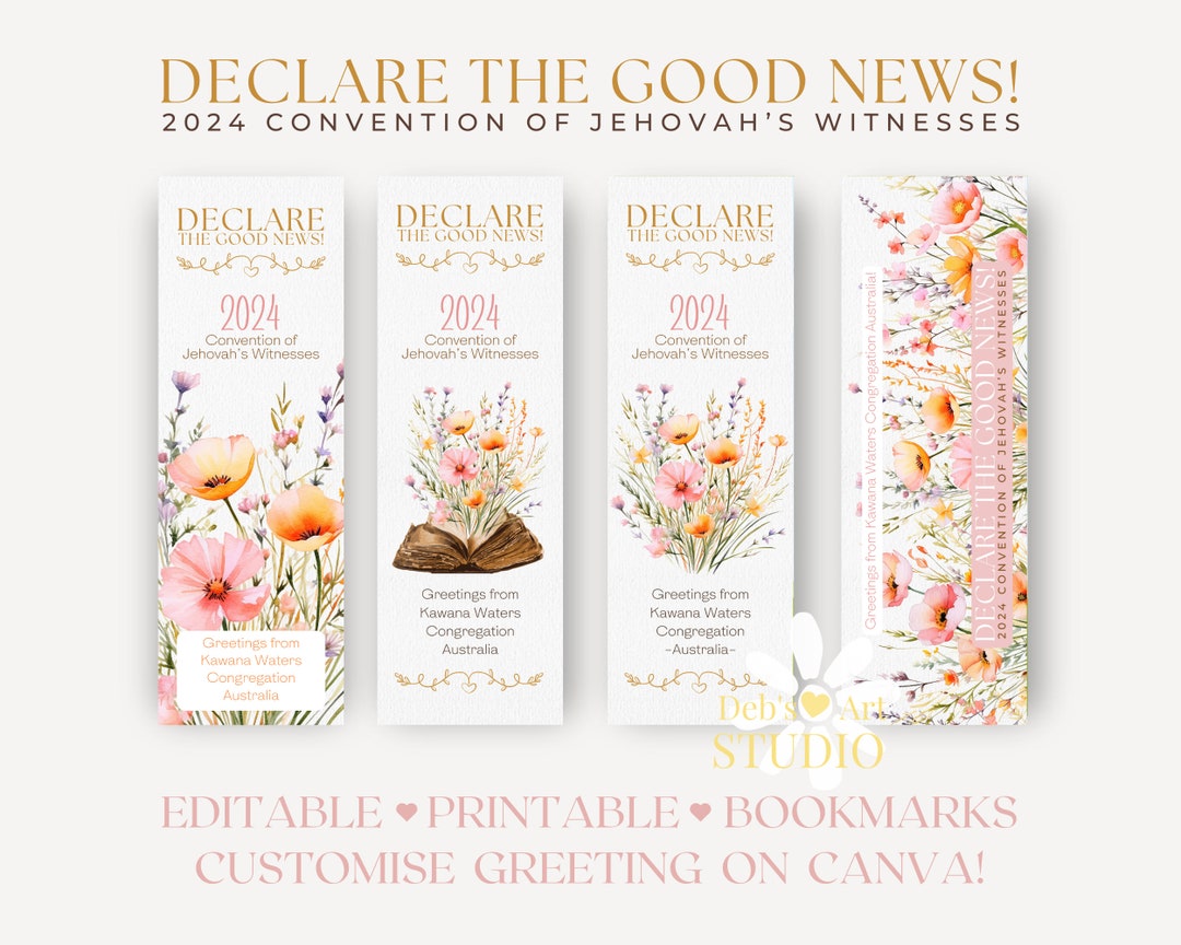 2024 Good News Convention Editable Bookmark Template JW Gifts Jehovah's ...