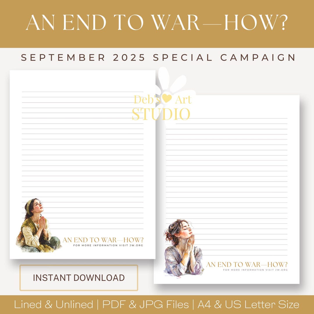 JW Letter Writing Paper – Ministry Printable, End to War Campaign ...