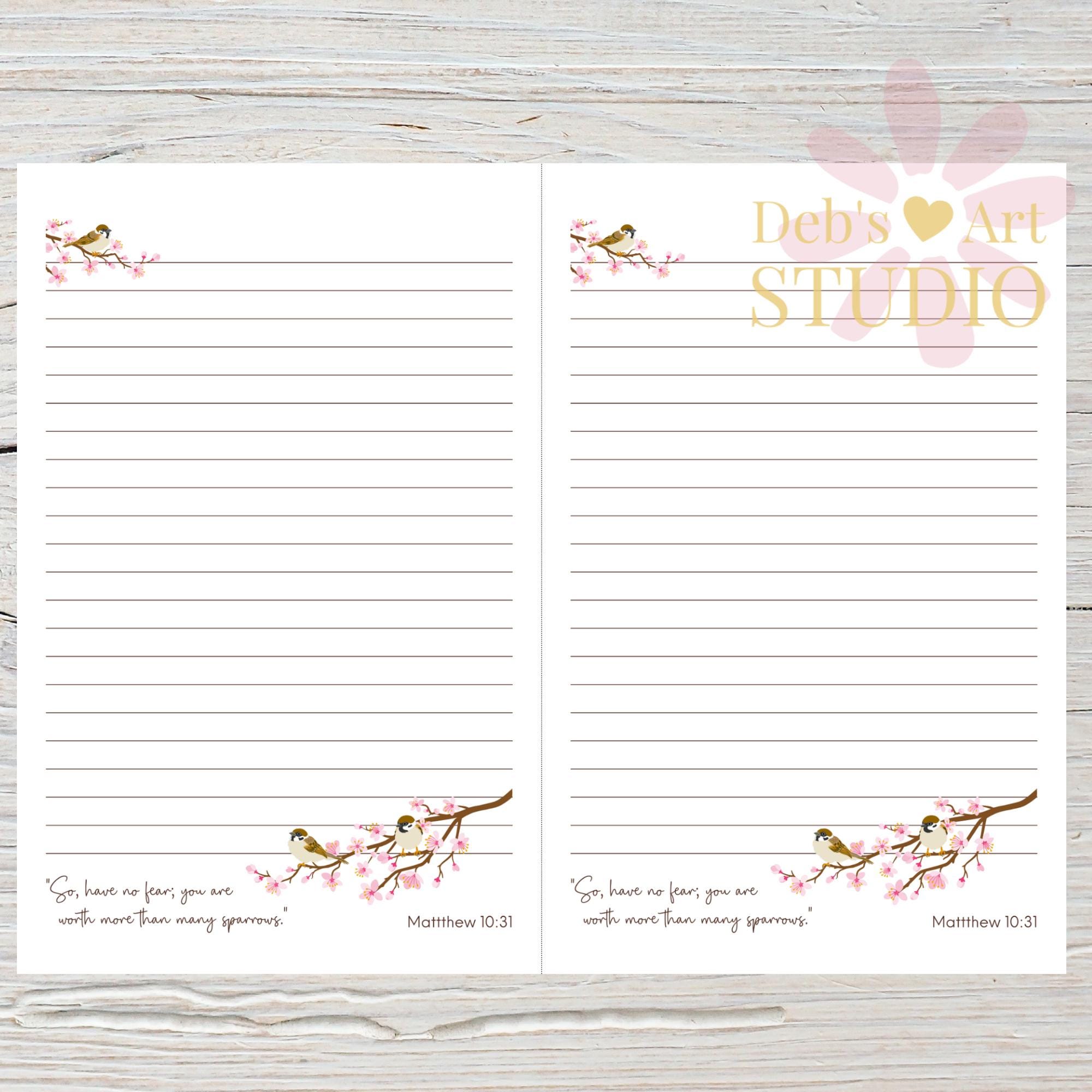 Sparrows Bible Verse Letter Writing Paper (digital Download) - Etsy
