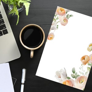 Botanical Peach Poppy Printable Letter Writing Paper (PDF) - Etsy