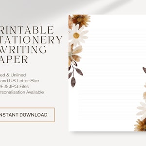 Botanical Letter Writing Paper: Autumn Floral Stationery (printable PDF ...