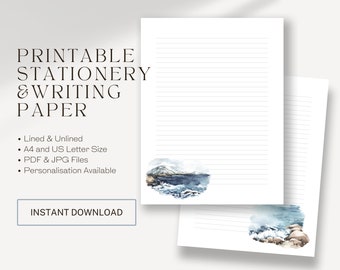 PRINTABLE Letter Writing Notepaper, Colourful Bunting Flags, Digital ...