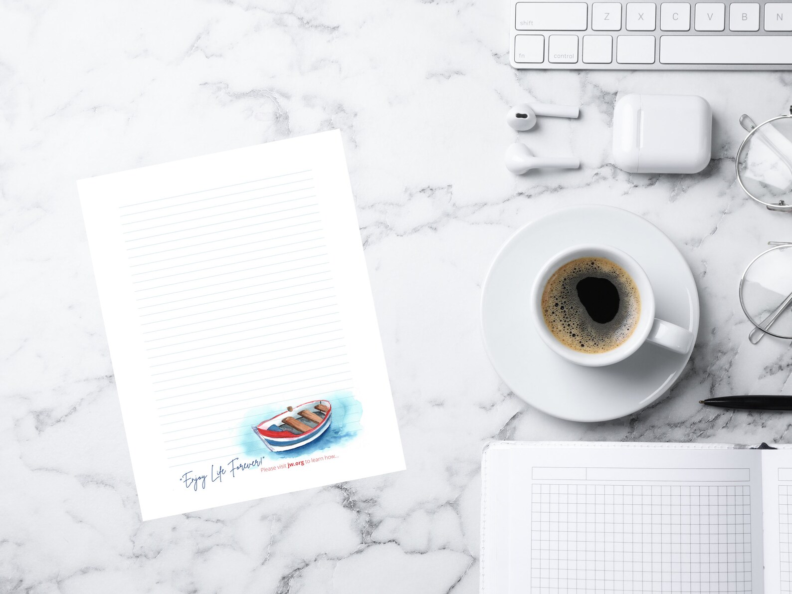 Enjoy Life Forever Letter Writing Template Boat on Lake - Etsy Australia