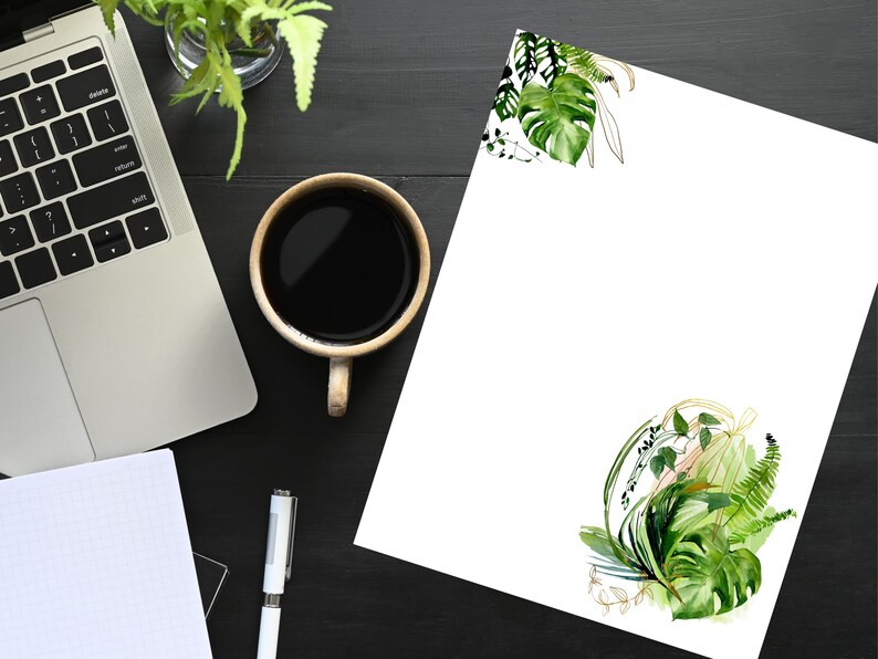 Tropical Monstera Letter Writing Paper: Printable Stationery (PDF ...