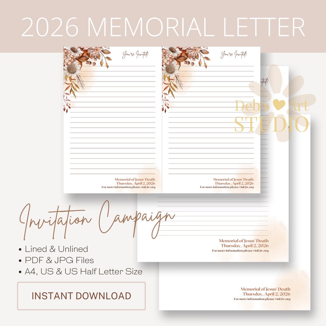 2026 Memorial Invitation Letterhead: Autumn Boho Flowers (PDF & JPG) - Etsy
