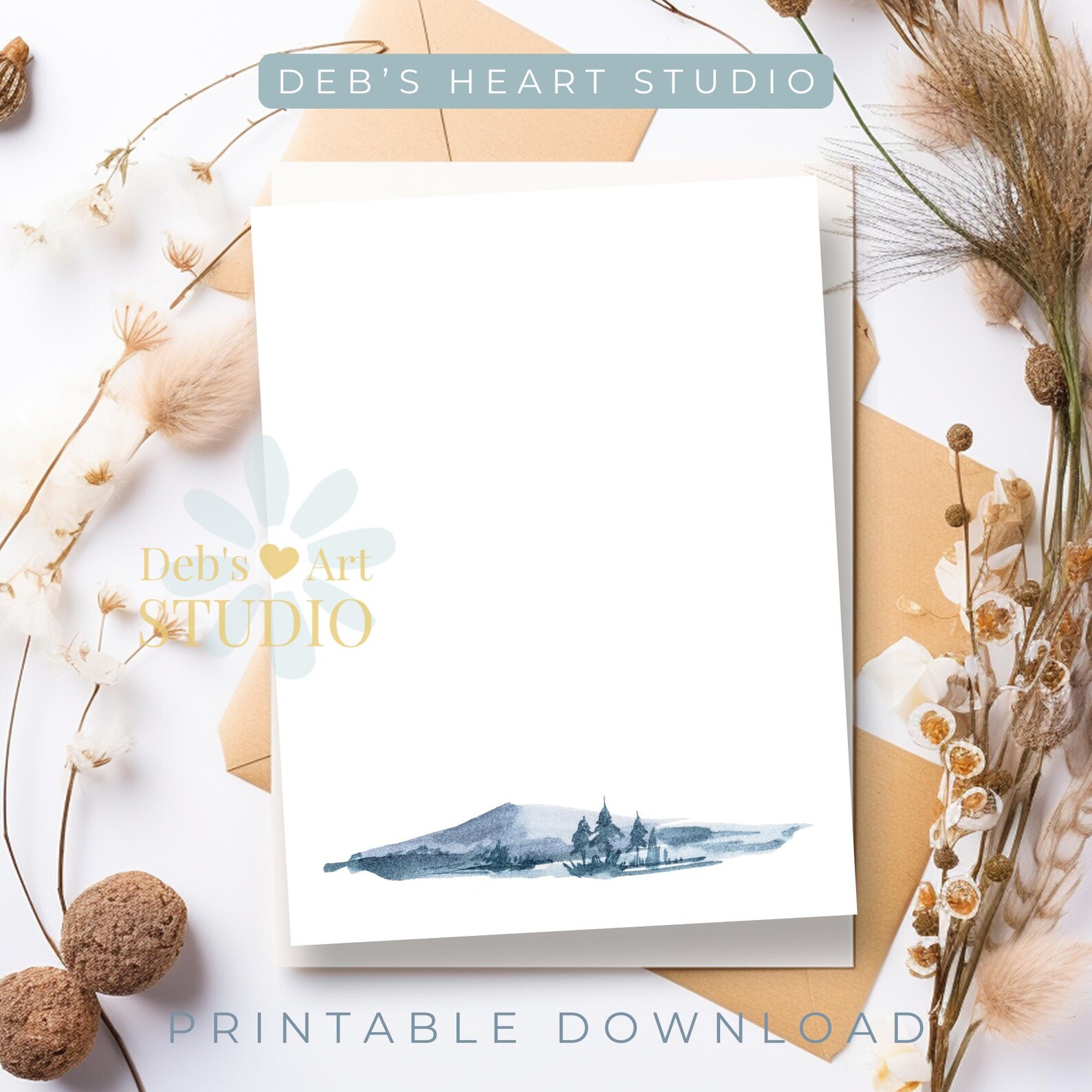 JW Letter Writing Template, Psalm 37:11, Blue Watercolor Mountains (PDF ...