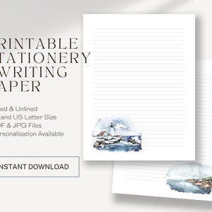 Printable Letter Writing Paper | Notepaper | Lighthouse, Ocean ...