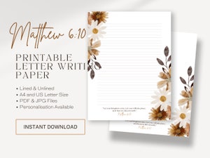 Printable Blue Floral Letter Writing Set US Letter, A4 & A5 Lined and ...