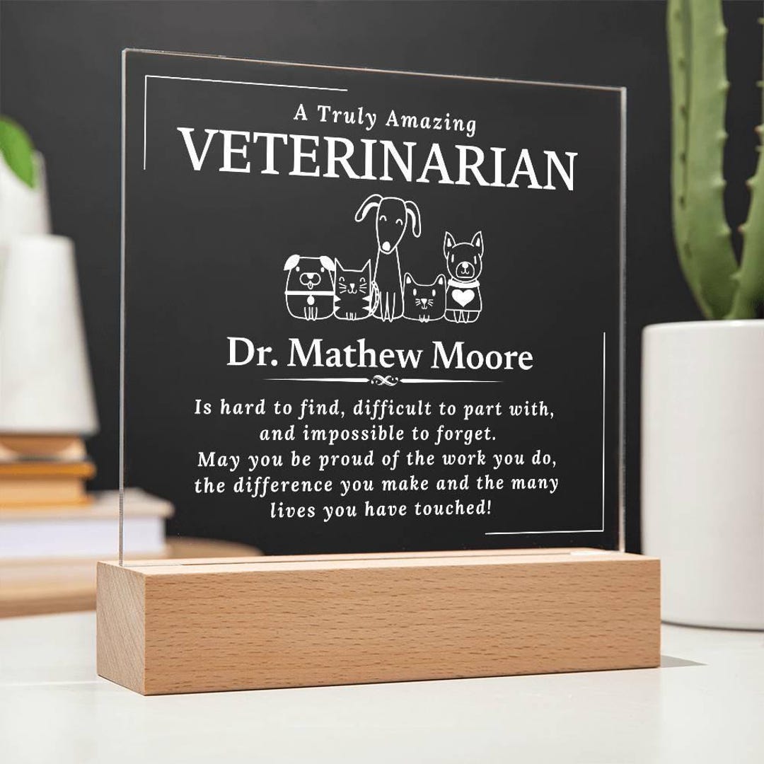 Gift for a Veterinarian - Personalized Acrylic Plaque, Vet Tech Gifts ...