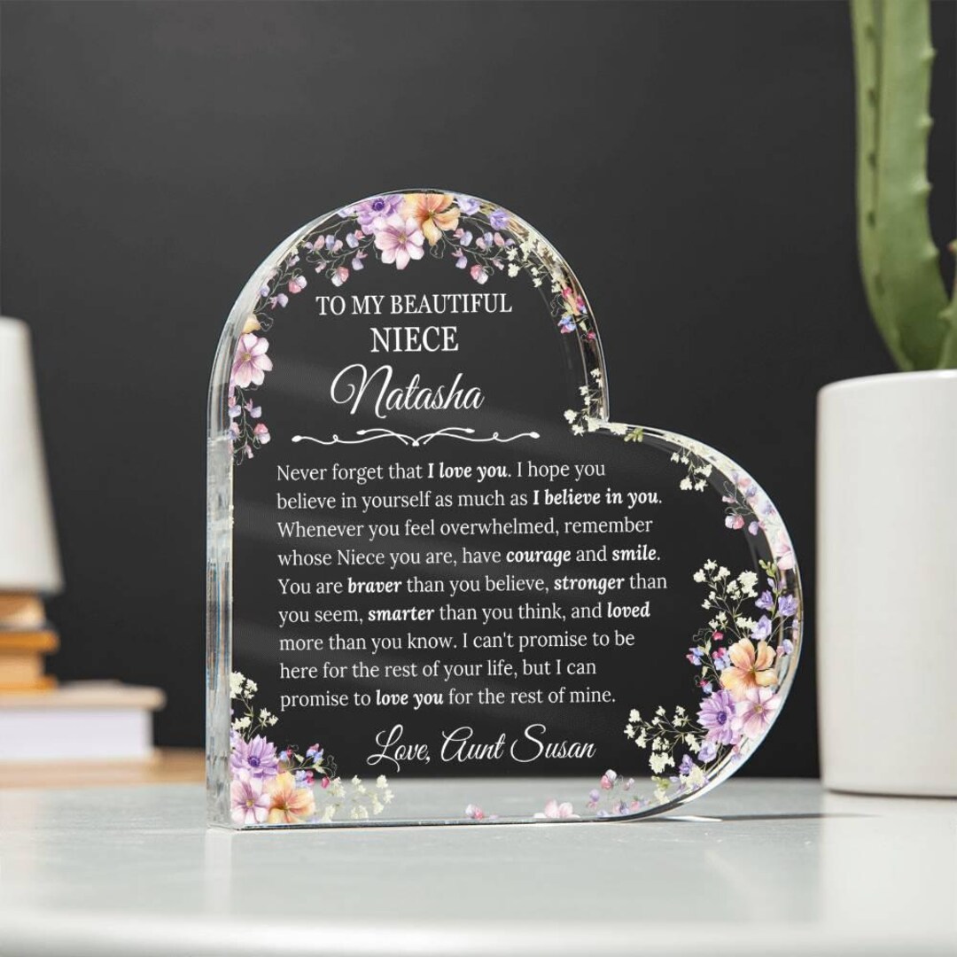 Niece Heart Plaque Gift, Personalized Acrylic Plaque, Neice Gifts for ...