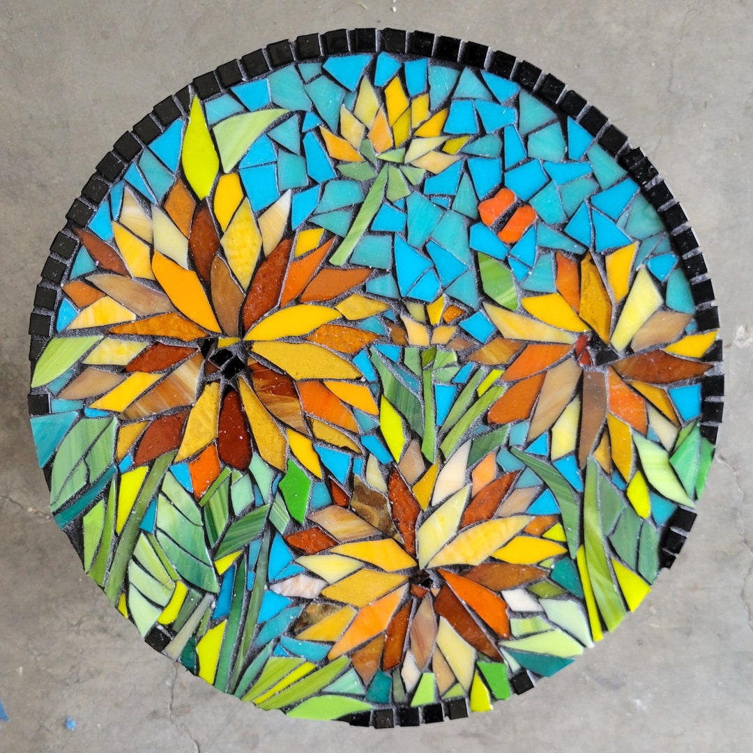 Decorative Sunflower Mosaic Garden Stone 12 Round - Etsy