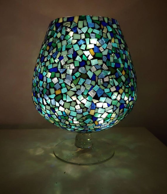 Shades of Blue Glass Candle/light Holder. - Etsy