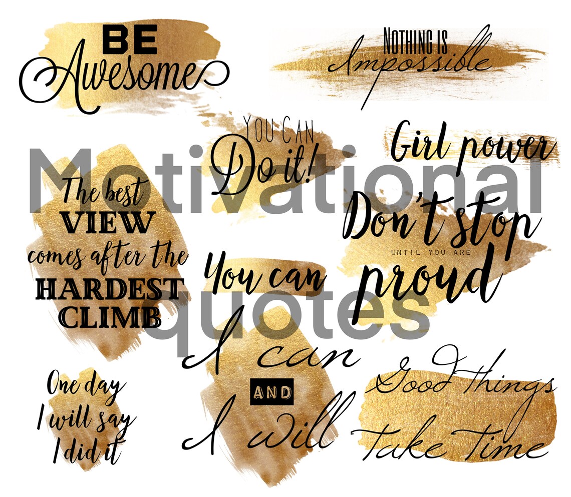 Digital Motivational Quotes Gold Sticker Set - Etsy