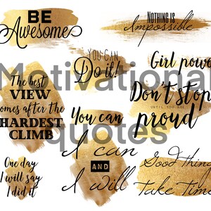 Digital Motivational Quotes Gold Sticker Set - Etsy