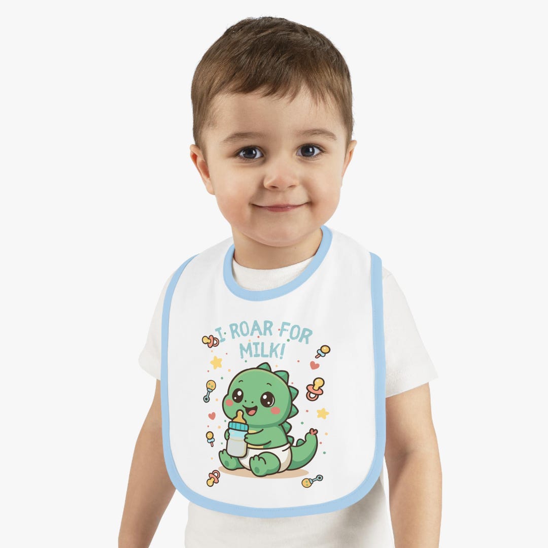 Cute Dinosaur Baby Bib I Roar for Milk Funny Toddler Feeding Bib Soft ...