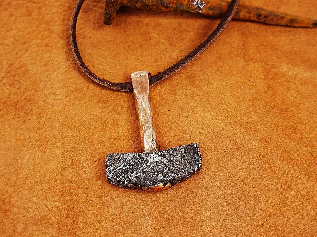 Handmade Mjolnir Thor Hammer Pendant Necklace Wrought Iron Bronze ...