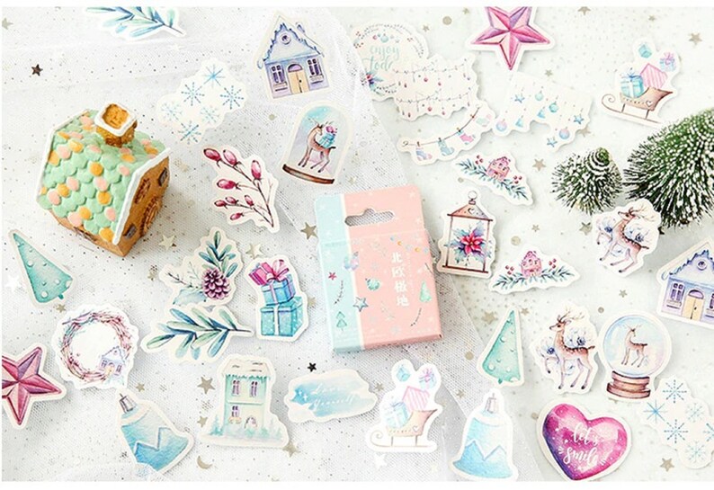 46pcs Set Nordic Snow Stickers Flakes Paper Diary Stationary - Etsy