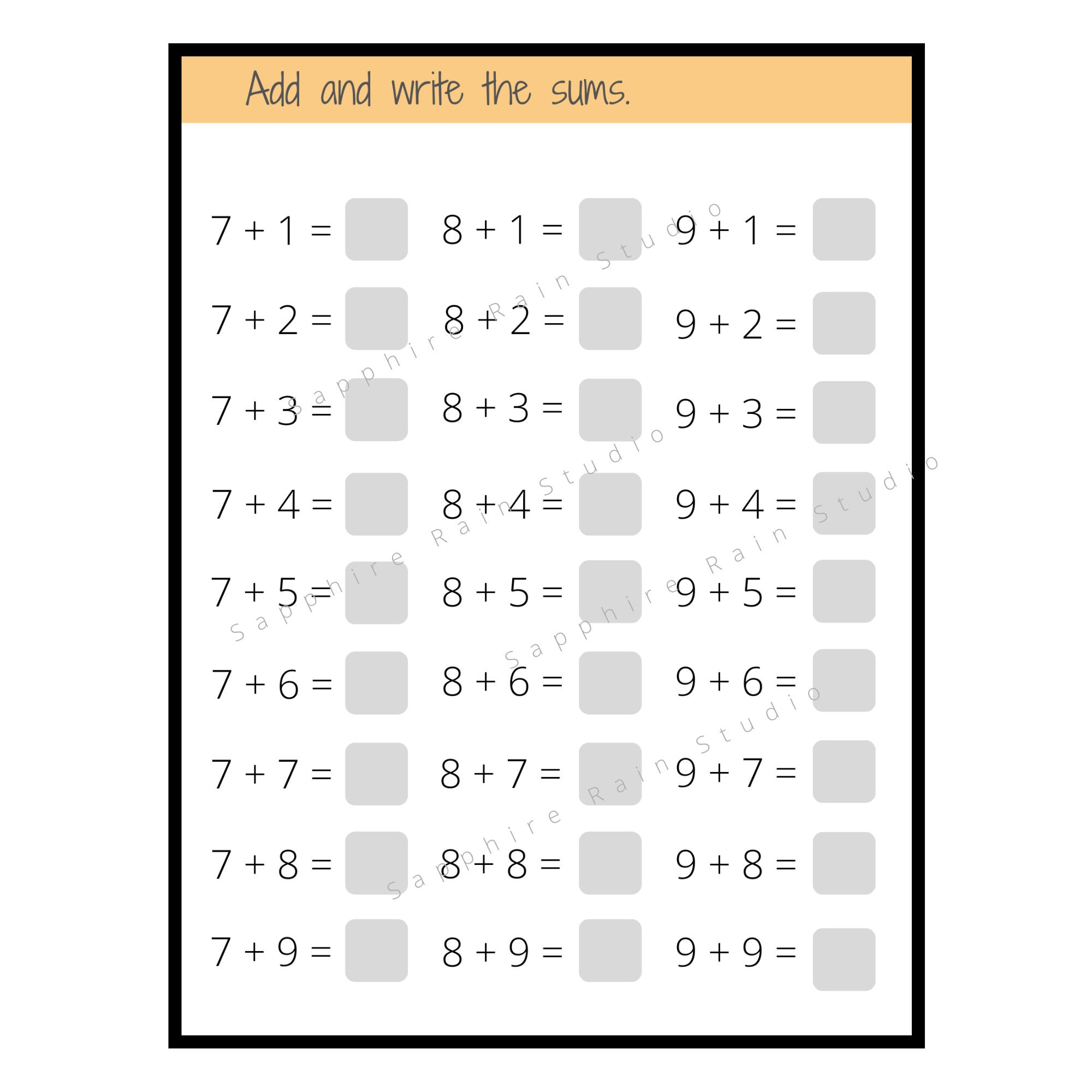 Grade 1 Math, Addition Worksheets Set #1, Sum Worksheets - Etsy
