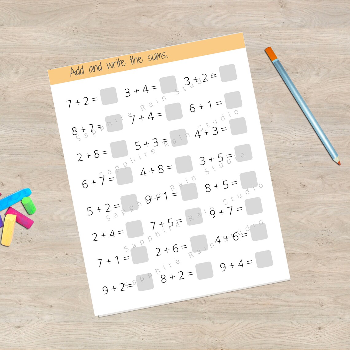 Grade 1 Math, Addition Worksheets Set #1, Sum Worksheets - Etsy