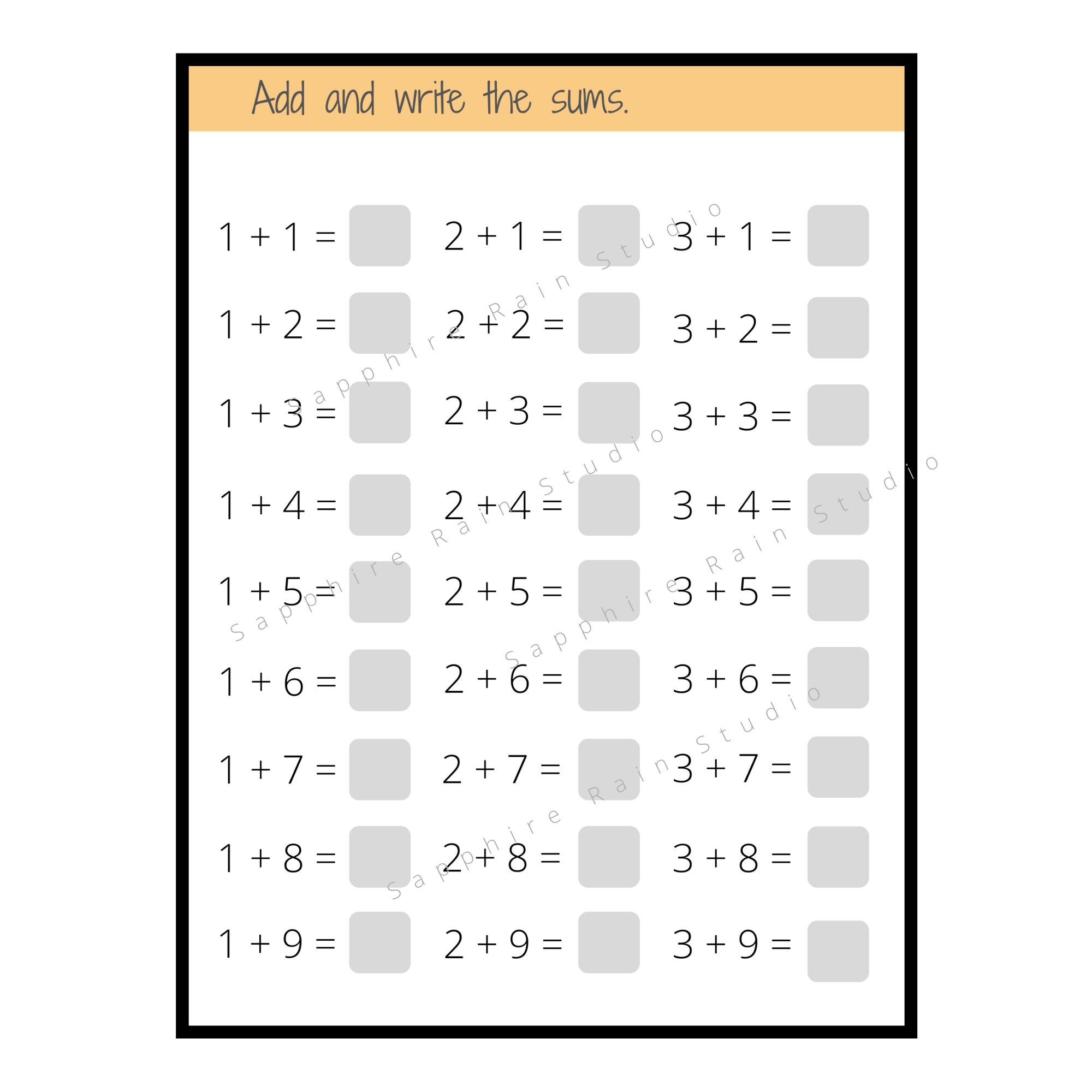 Grade 1 Math, Addition Worksheets Set #1, Sum Worksheets - Etsy
