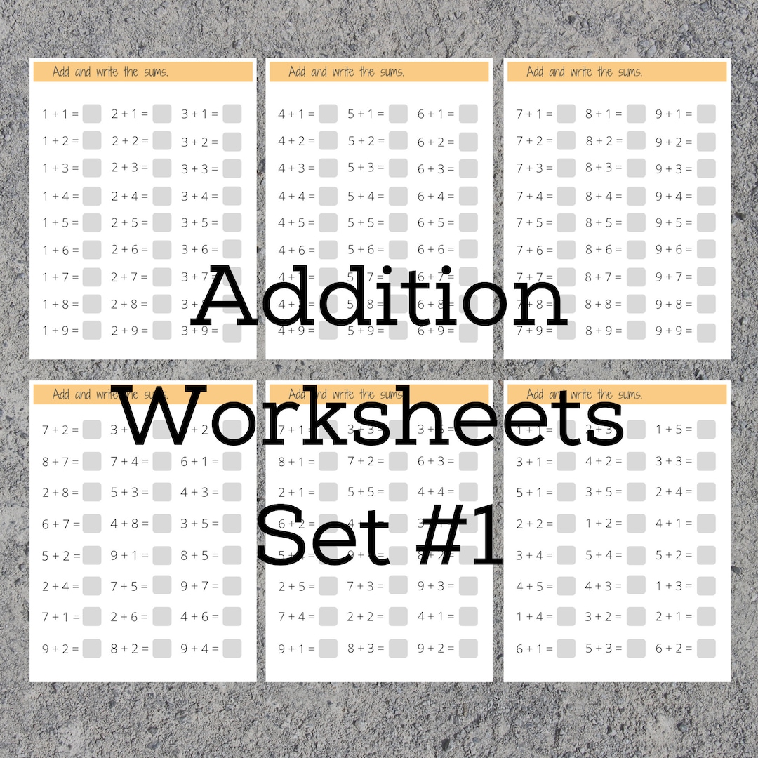 Grade 1 Math, Addition Worksheets Set #1, Sum Worksheets - Etsy
