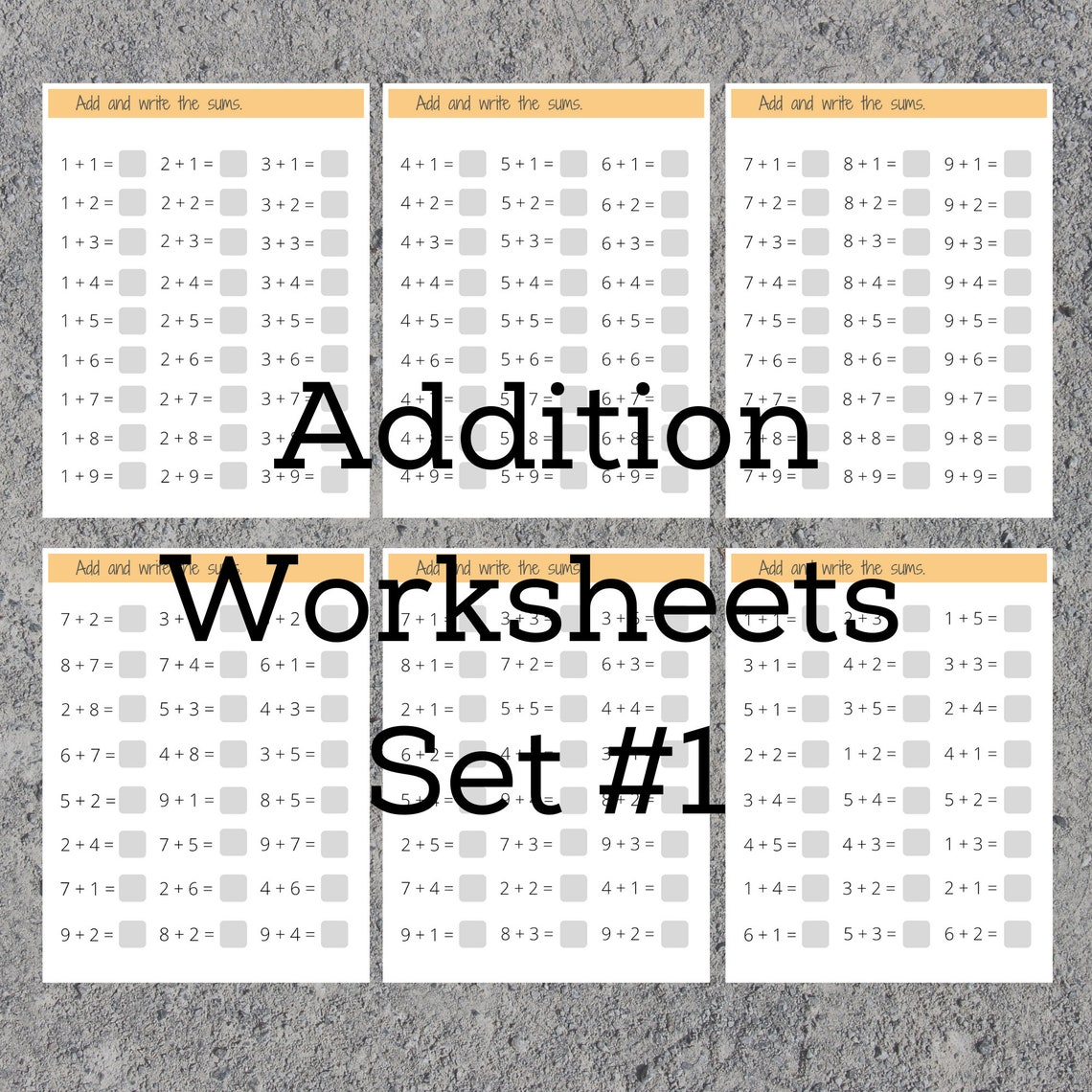 Grade 1 Math, Addition Worksheets Set #1, Sum Worksheets - Etsy