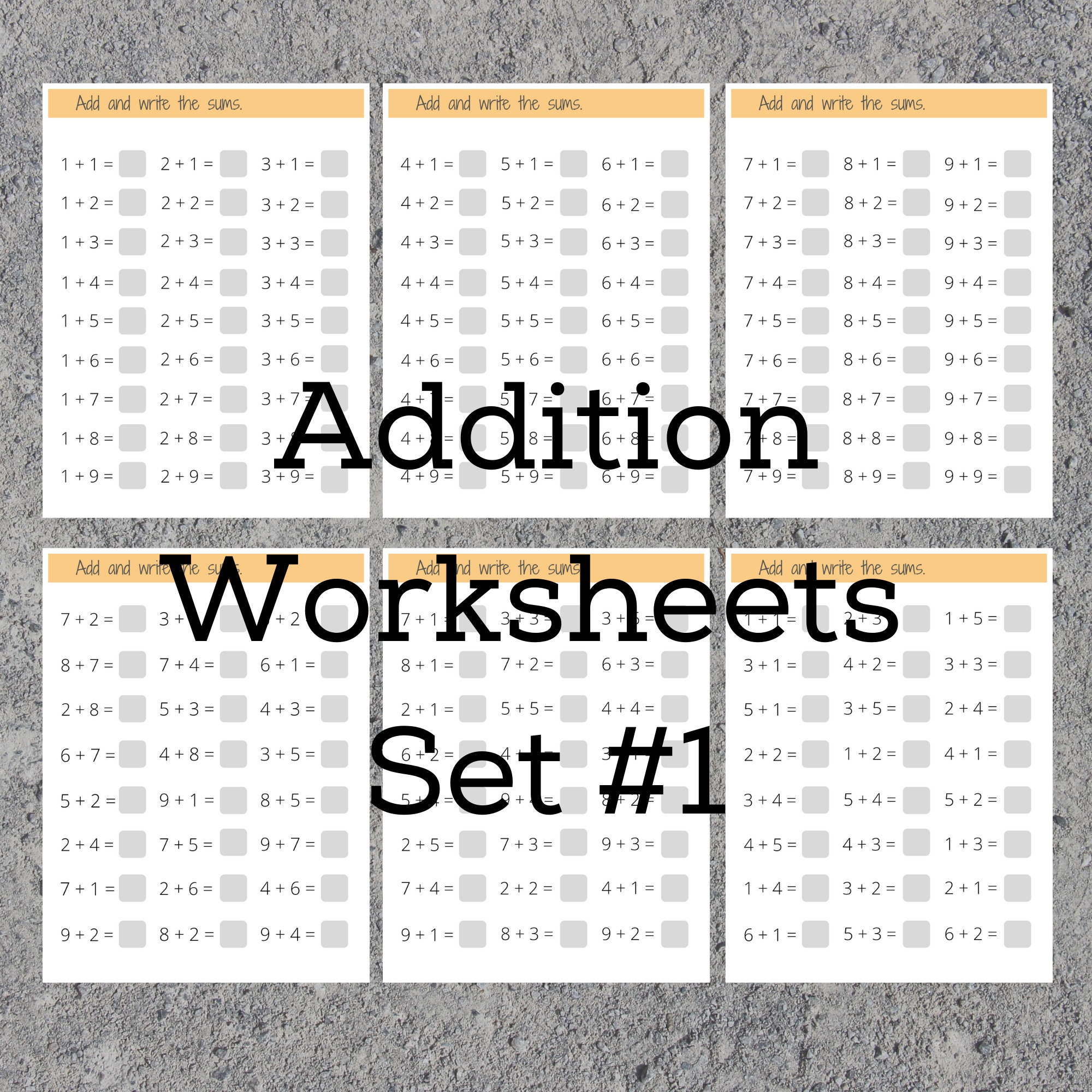 Grade 1 Math, Addition Worksheets Set #1, Sum Worksheets - Etsy