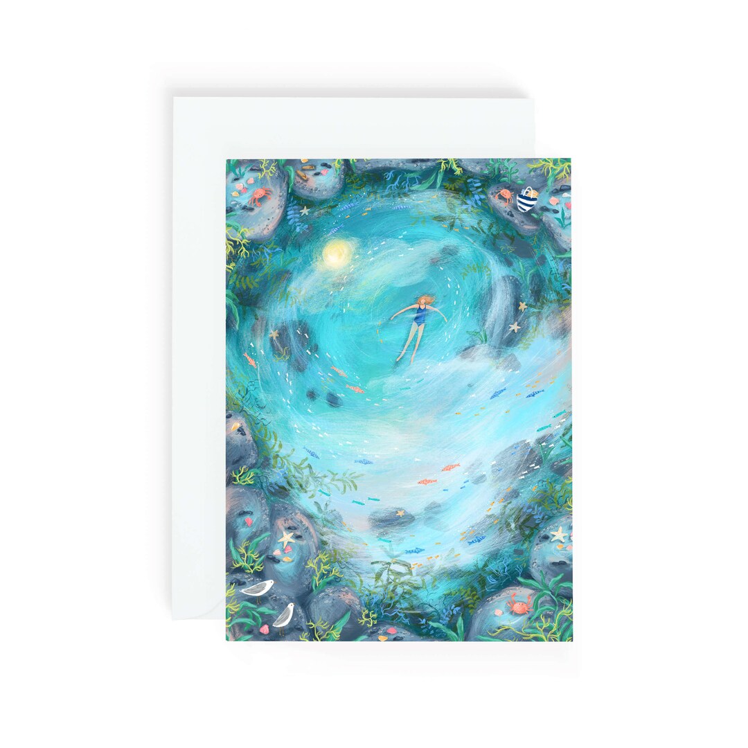 Rockpool Swimmer Card | Wild Swimming Greeting Card | Swimming Gifts ...