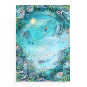 Rockpool Wild Swimmer Art Print | Swimming Wall Art | Wild Swim Wall ...