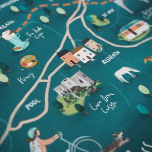 Illustrated Cornish Cycle Trail Map Cornwall Cycling Art Print Fun ...