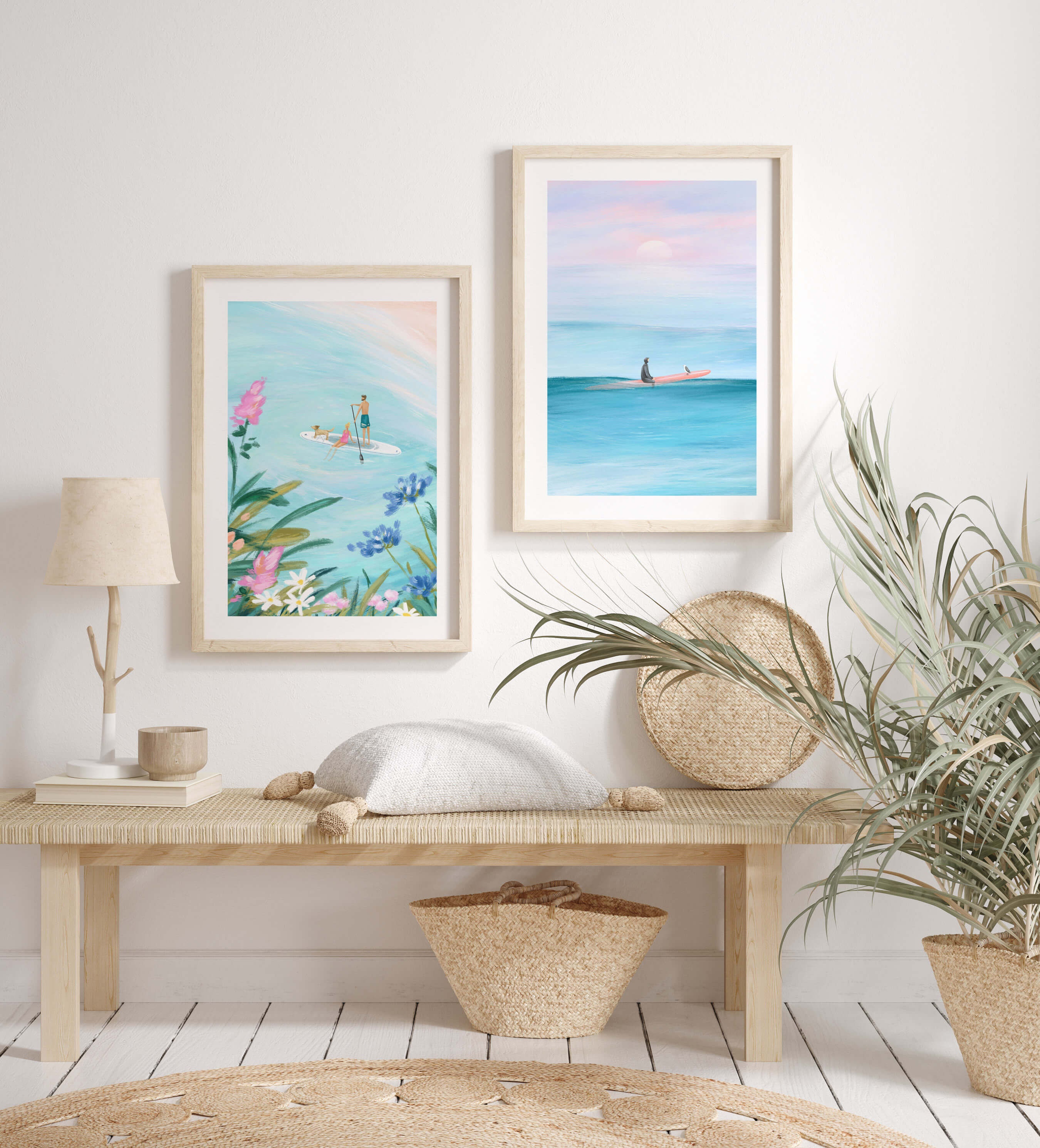 Paddle Boarding Adventure Art Print | Dreamy SUP Couple Wall Art | Fun ...