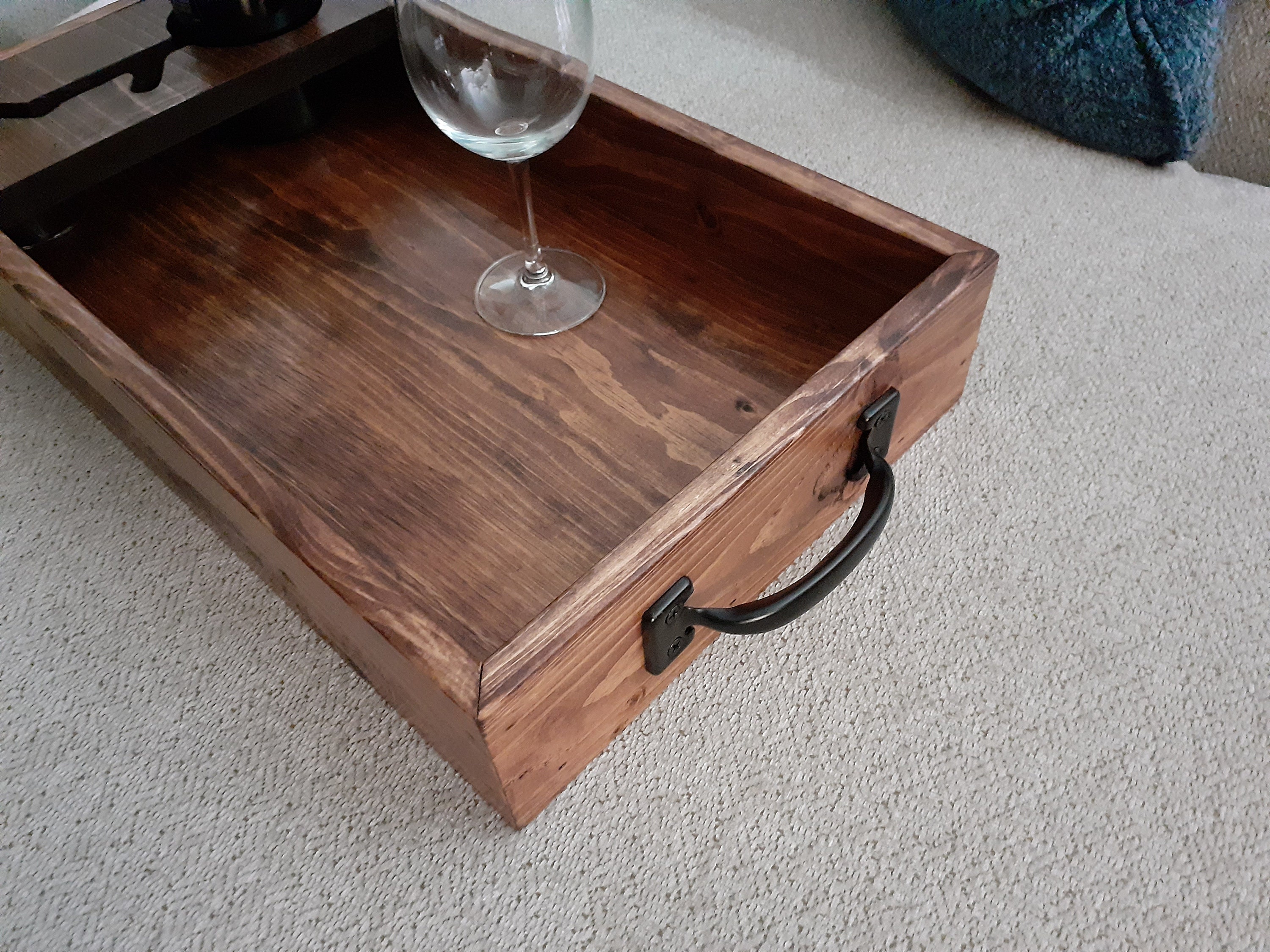 Wine Tray Serving Tray Modern Rustic Wood Unique - Etsy