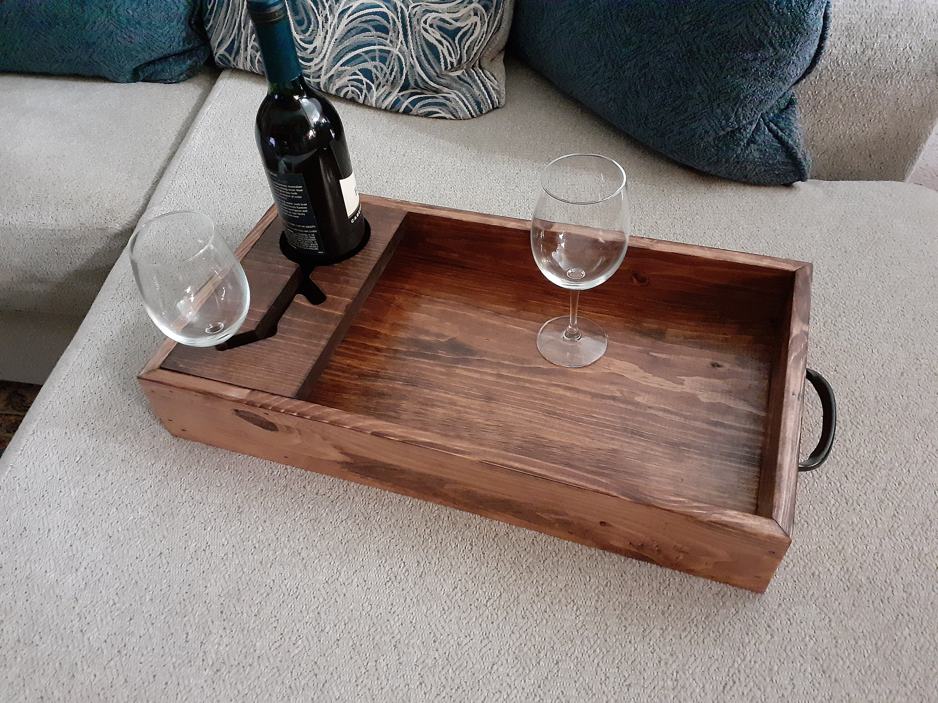 Wine Tray Serving Tray Modern Rustic Wood Unique - Etsy
