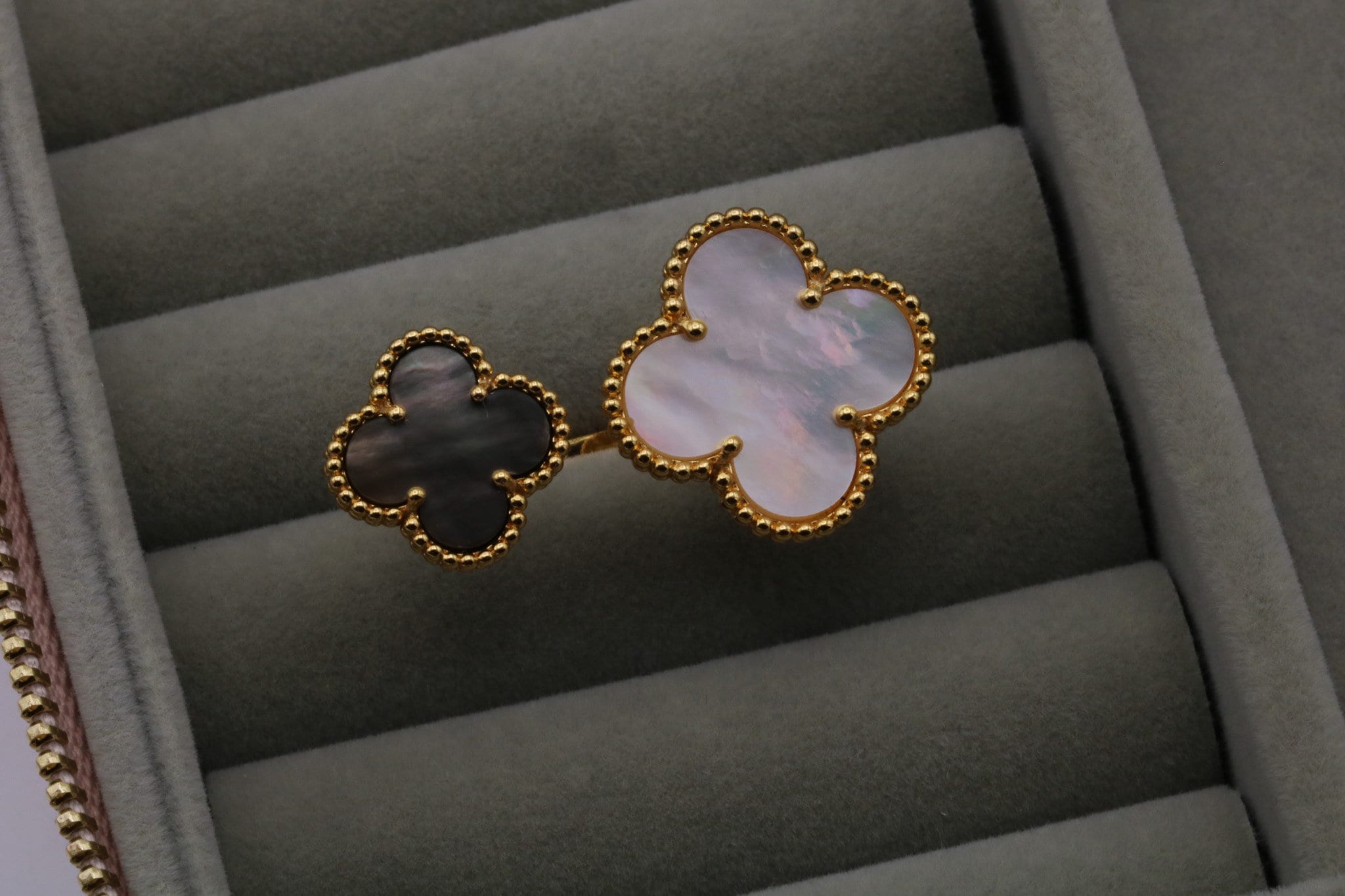 Four Leaf Clover Open Ring 925 Silver 18k Gold Plated Ring Adjustable ...