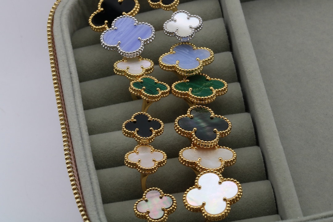 Four Leaf Clover Open Ring 925 Silver 18k Gold Plated Ring Adjustable ...