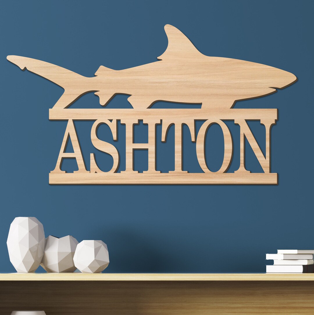 Shark Name Sign Wood Shark Kids Room Sign Bedroom or Nursery Decor for ...