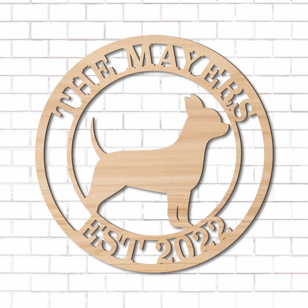 Dog Breed Name Sign, Established Monogram Wall Decor Pet Sign ...