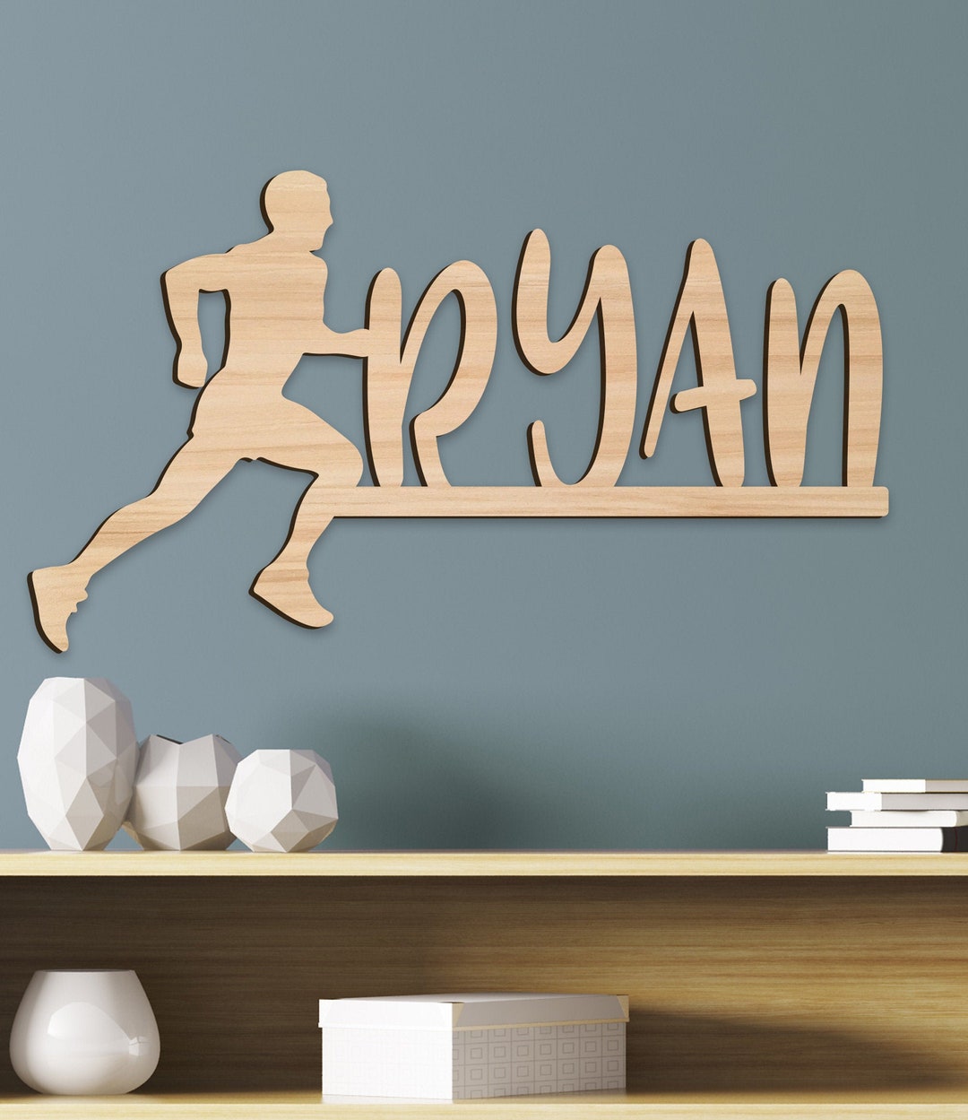 Name Sign, Running Kids Room Sign, Runner Decor, Personalized Wood Sign ...