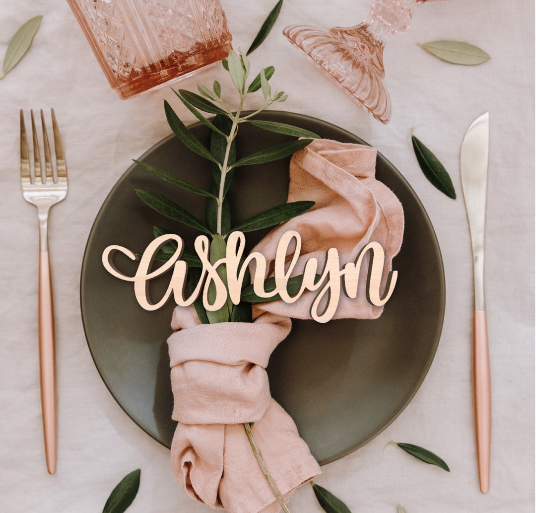 Wood Place Card Names Custom Wood Place Card Names, Laser Cut Name ...