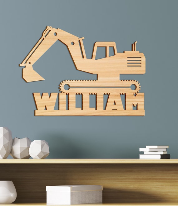 Name Sign Excavator Kids Room Sign Construction Tractor - Etsy