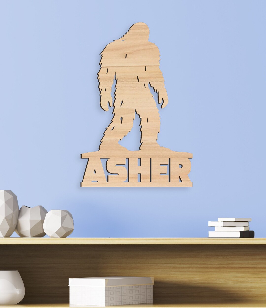 Bigfoot Name Sign Sasquatch Wall Decor Wood Name Sign Personalized Wood ...