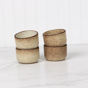 Ceramic Ramekin Set - 4 Pc - Pottery Sauce Cup - Stoneware Trinket Dish - Condiment Dipping ...