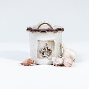 Ceramic Garlic Keeper - Garlic Storage Jar- Handmade Stoneware ...