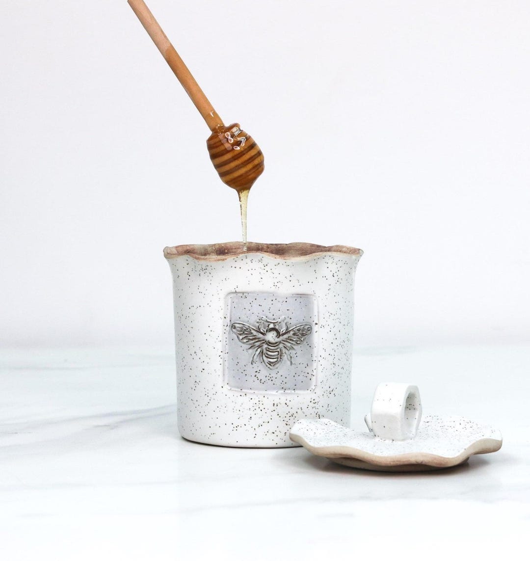 Handmade Stoneware Honey Pot With Wooden Dipper – Artisan Glazes - Etsy