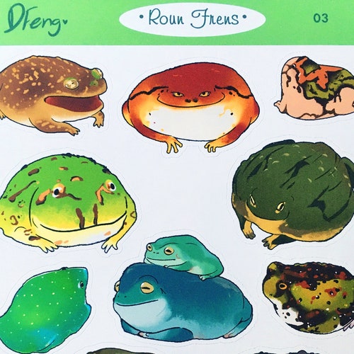 Roun Frens Round Frog Sticker Set Cute Frogs Animal Gift | Etsy