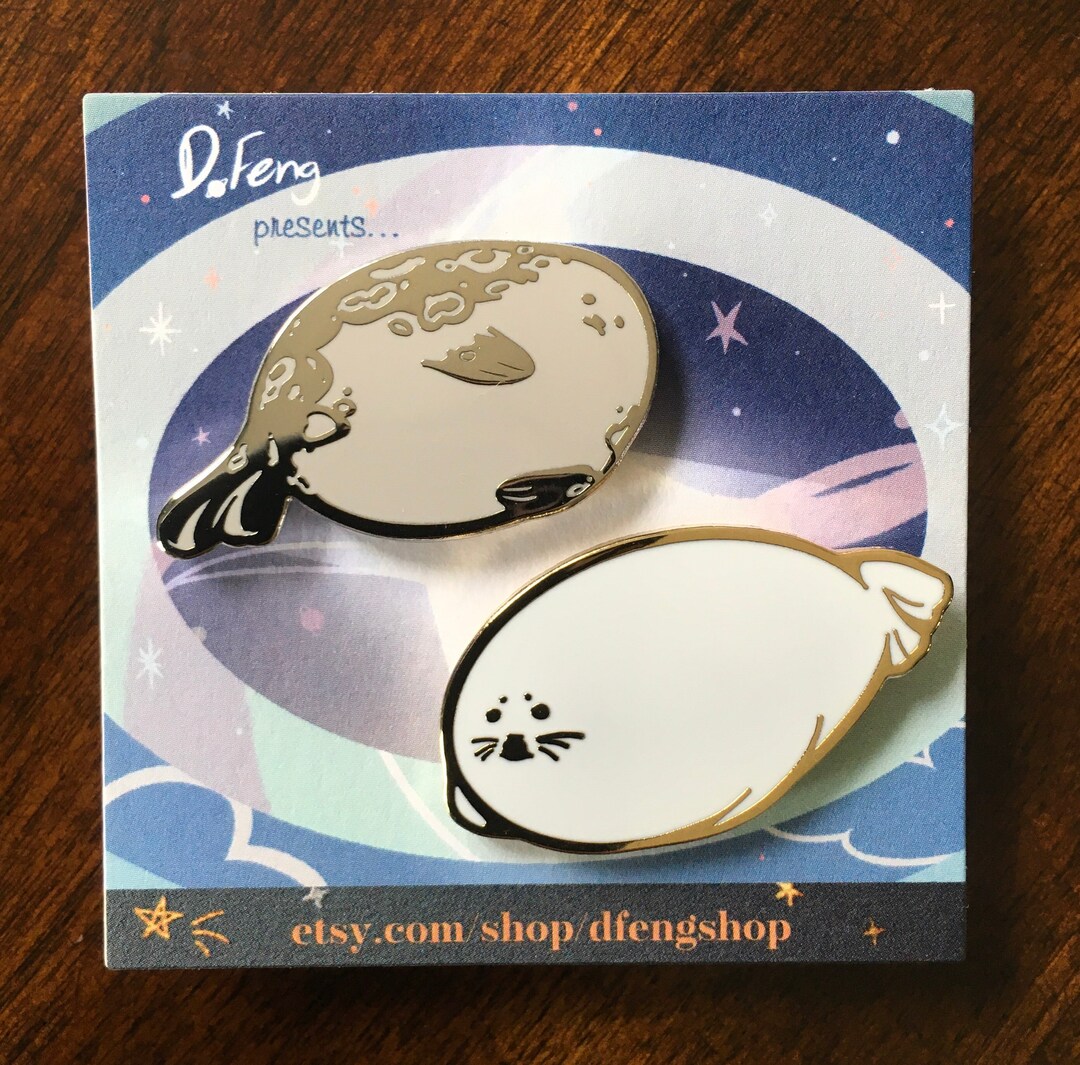 Roun Frens Seal Enamel Pins - Harp Ringed Seals Lapel Pin Round Animals ...