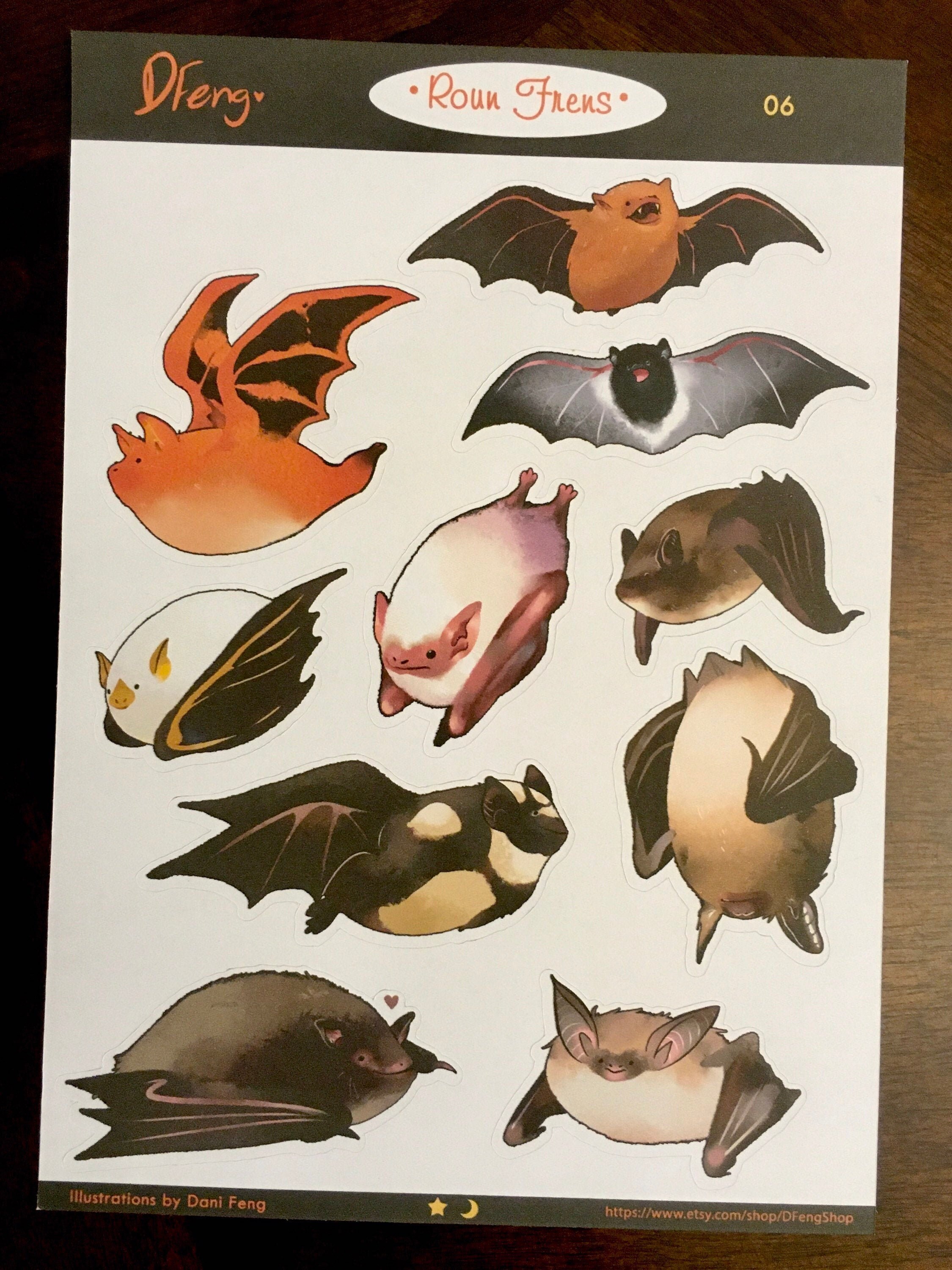Roun Frens round bat sticker set cute bats Halloween spooky | Etsy