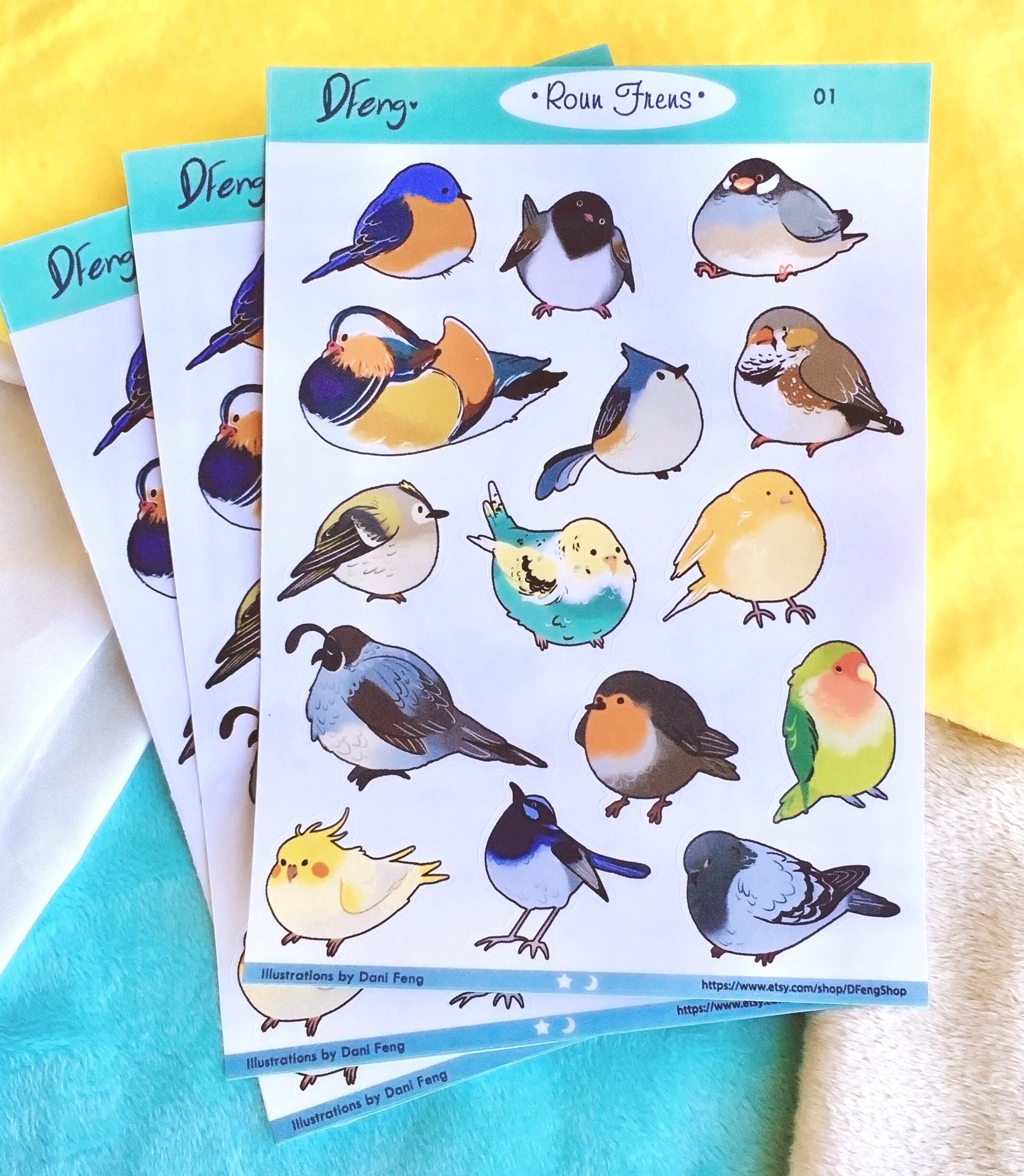 Roun Frens - Round Bird Matte Sticker Set, Cute Birds Animal Gift ...